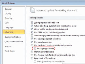 Word 2016: Text is Overwritten When Typing