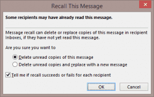 Outlook 365: Recall Email Message