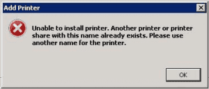 Windows: Solve "Unable to install printer. Another printer or printer ...