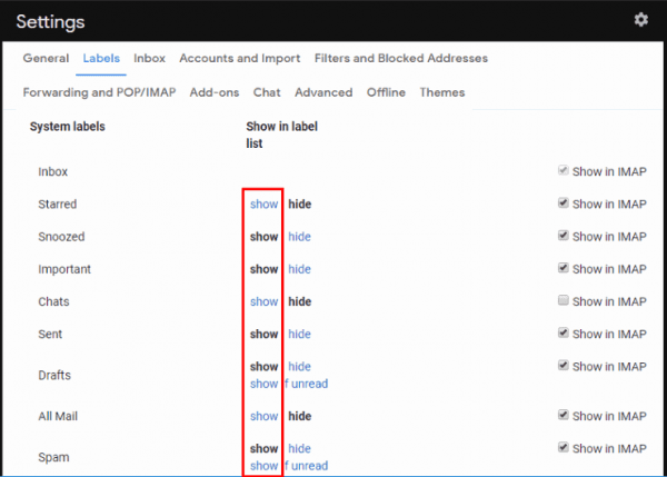 Gmail: Show/Hide Folders on Left Menu - Technipages