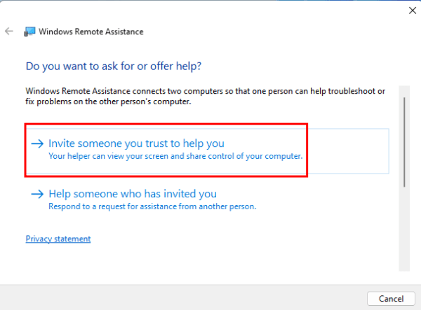 Windows 11: How to Send Remote Assistance Invitation