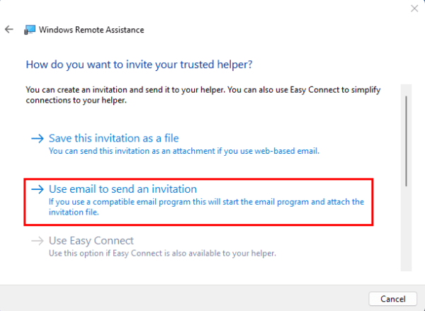 Windows 11: How to Send Remote Assistance Invitation