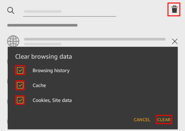 Amazon Fire: Clear Browser Cache, History, or Cookies