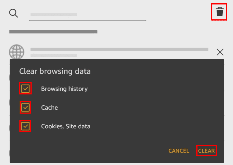 Amazon Fire: Clear Browser Cache, History, or Cookies