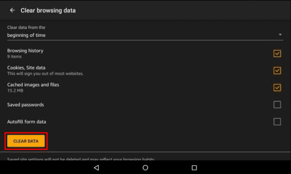 Amazon Fire: Clear Browser Cache, History, or Cookies