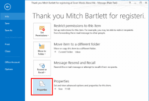 Outlook 2019/2016: How to View Full Message Headers