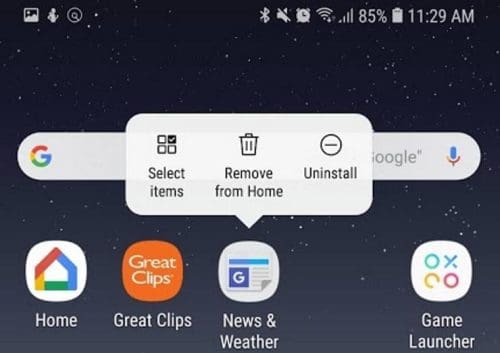 Galaxy S9: Delete Icon From Home Screen