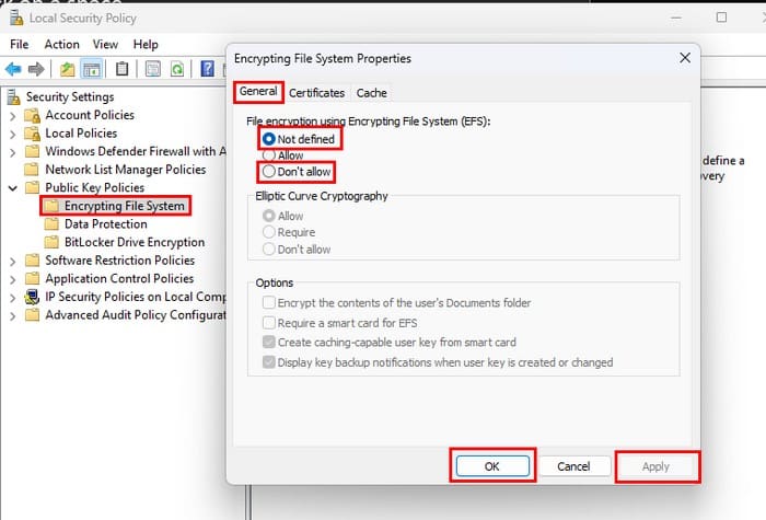 Windows 10: Disable Windows File Encryption (EFS)