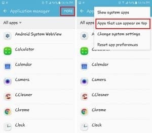 Android: Fix Screen Overlay Error