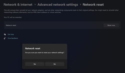 Windows 10: Reset Network Adapter