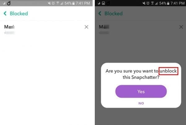 Snapchat: Block & Unblock