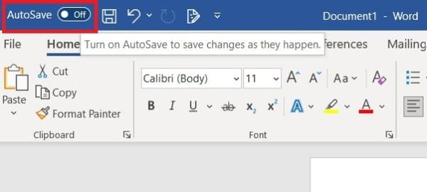 Word 365: Enable or Disable AutoRecover Save - Technipages