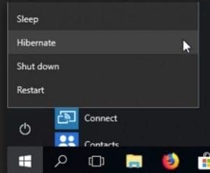 Windows 10: Add Hibernate Shutdown