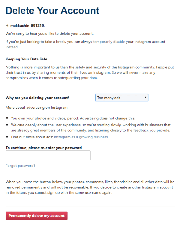 How to Delete Instagram Account - Technipages