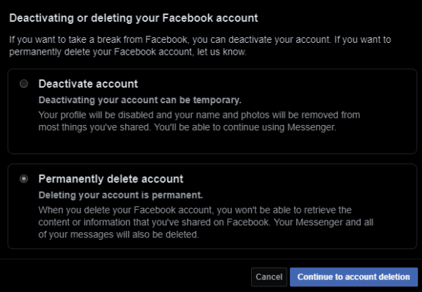 How to Delete Facebook Profile (2020 Edition) - Technipages