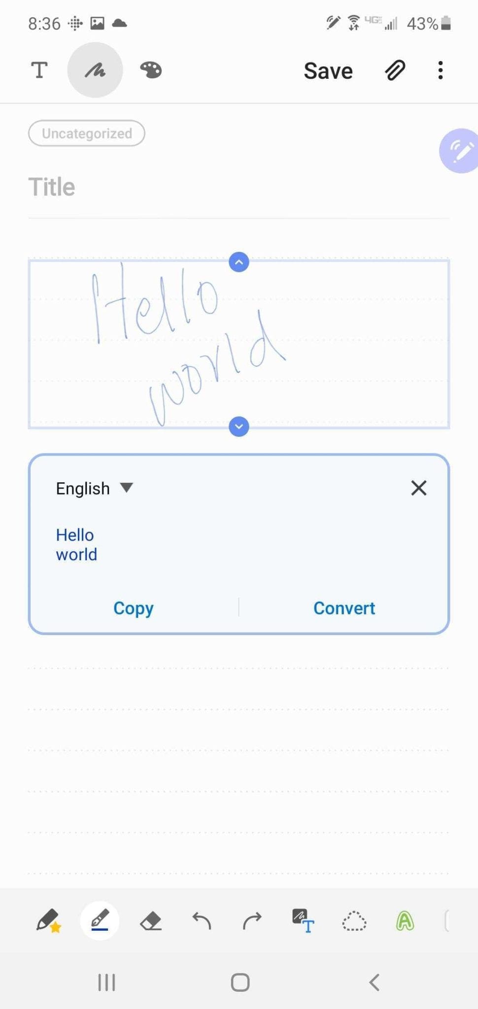 Convert Handwriting to Text with Samsung Notes - Technipages