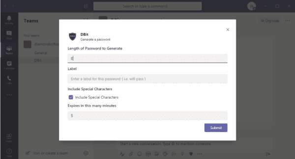 Dbit Password Management Integration Into Microsoft Teams - Technipages