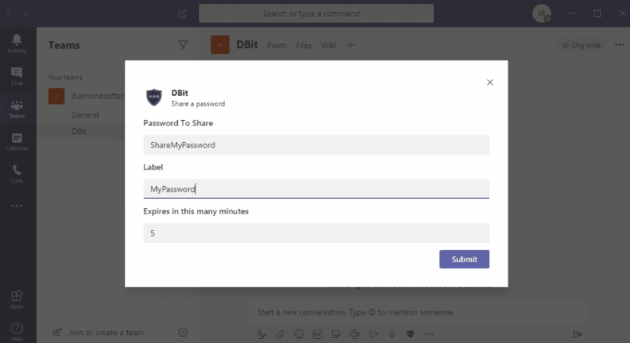 Dbit Password Management Integration Into Microsoft Teams - Technipages