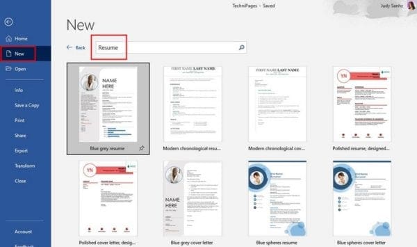 Word: How to Build a Resume Using Templates - Technipages