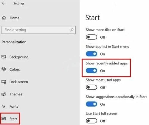 Windows 10: How to Hide Recently Added Programs from Start Menu ...