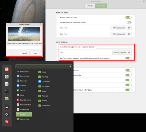 Linux Mint: How to Show the Clock and an Away Message on the Lock ...