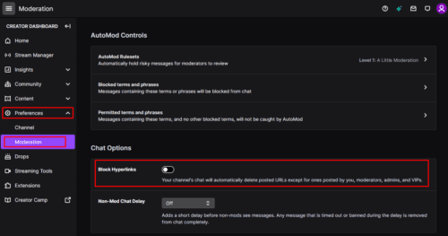 Twitch.tv: How to Automatically Block Links in Chat - Technipages