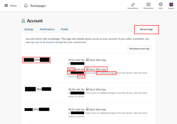 Slack: How To View Your Account Access Logs - Technipages