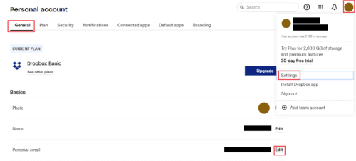 Dropbox: How to Update Your Account Email Address - Technipages