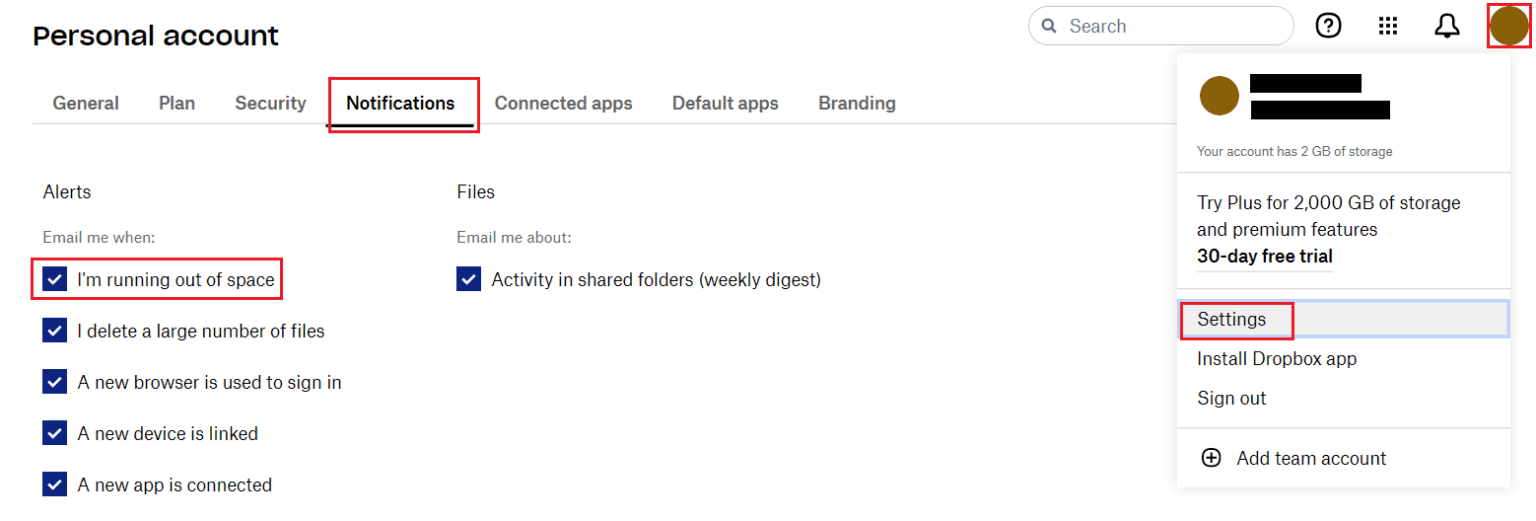 Dropbox: How to Disable Emails Warning You That You’re Running out of ...