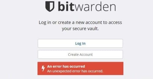 Bitwarden: An Unexpected Error Has Occurred - Technipages