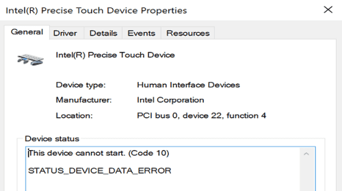 Fix Intel Precise Touch Device STATUS_DEVICE_DATA_ERROR - Technipages