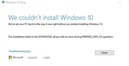 Fix: Windows Installation Failed in the DOWNLEVEL Phase - Technipages