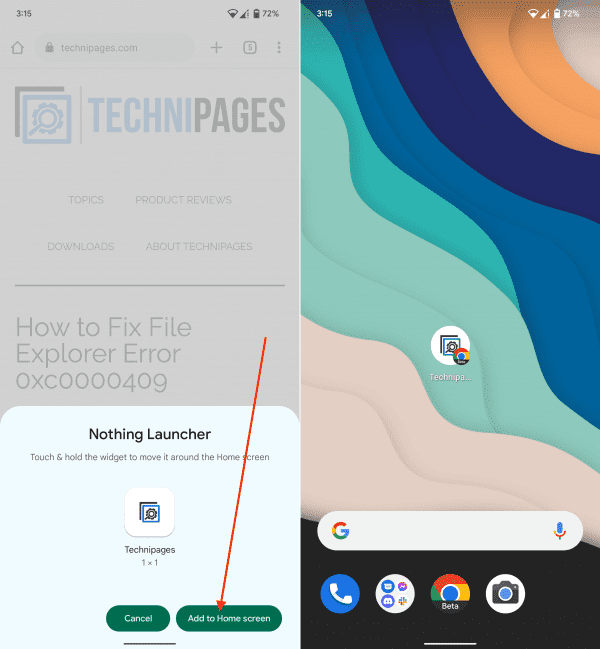How to Add a Website to Your Home Screen - Technipages