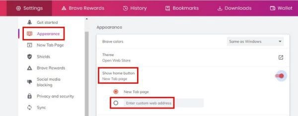 How to Customize the Home Page for Brave - Technipages