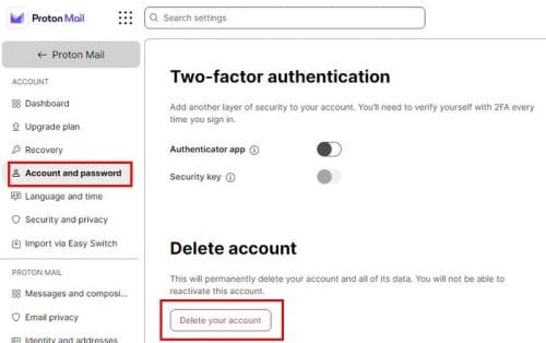 ProtonMail: How to Delete Your Account - Technipages