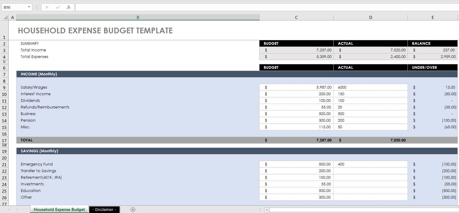 33 Best Excel Budget Templates for Home and Work - Technipages