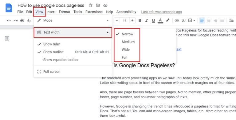 How to Use Google Docs Pageless for Focus - Technipages