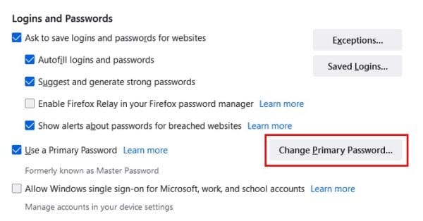 What is a Firefox Primary Password and How to Create One - Technipages