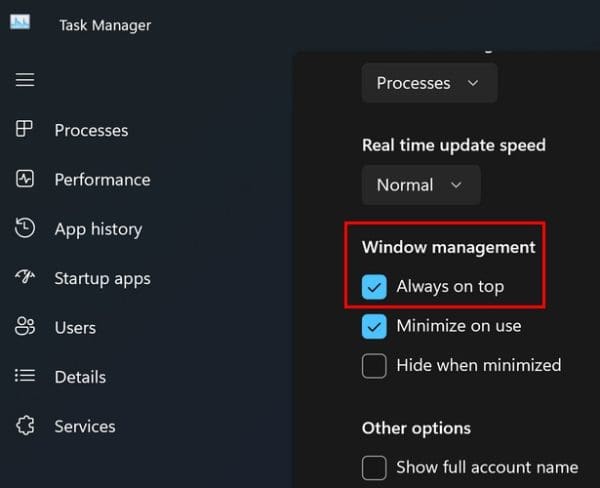 How to Keep Task Manager Always on Top on Windows 11 - Technipages
