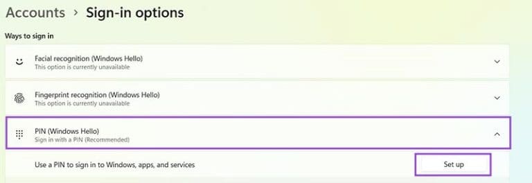 Steps to Disable and Enable PIN Codes in Windows 11 - Technipages