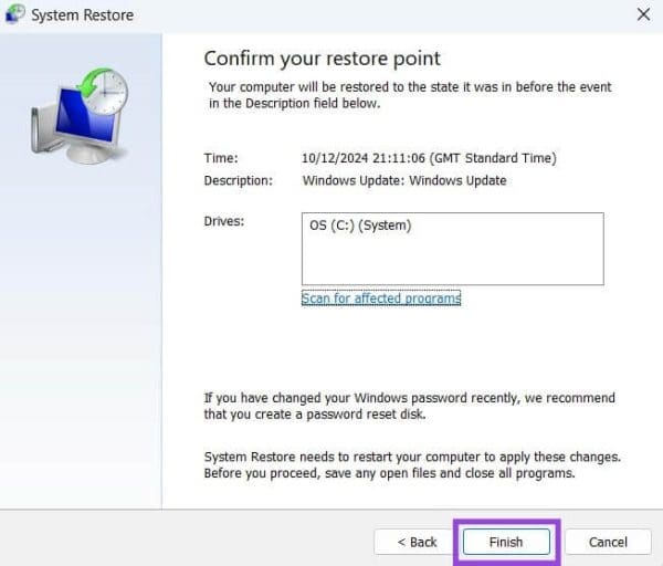 Steps to Do a System Restore in Windows 11 - Technipages