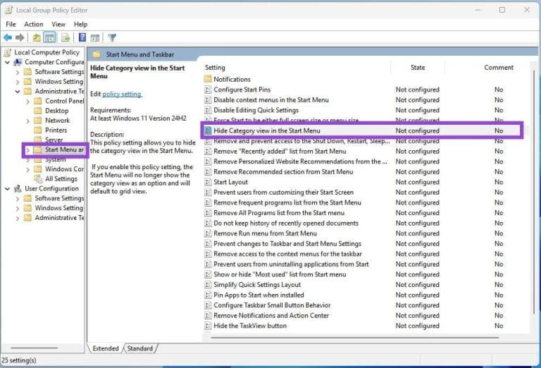 How to Disable the Category Start Menu in Windows 11 - Technipages